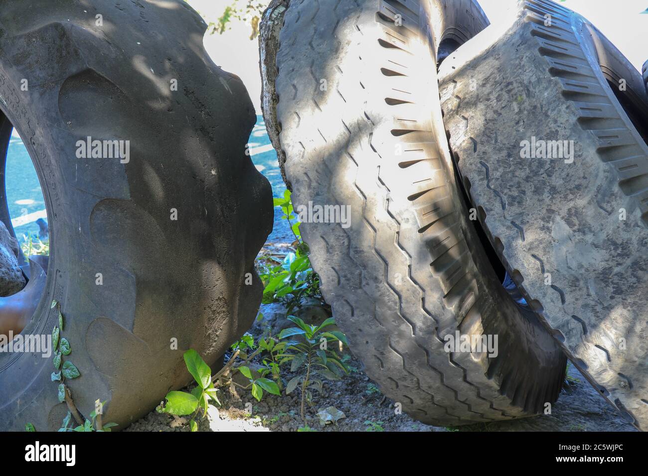 Bandung, Indonesia July 4, 2020: Old black car tire rubber. Rubber tire ...