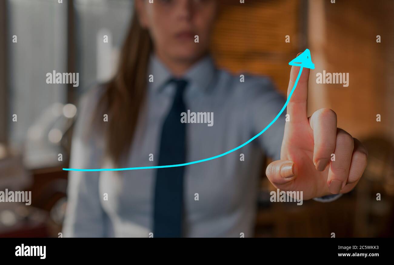 Digital Arrowhead Curve Rising Upward Denoting Growth Development ...