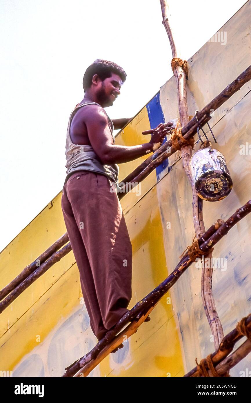 Signwriter at work near Chennai, India Stock Photo - Alamy