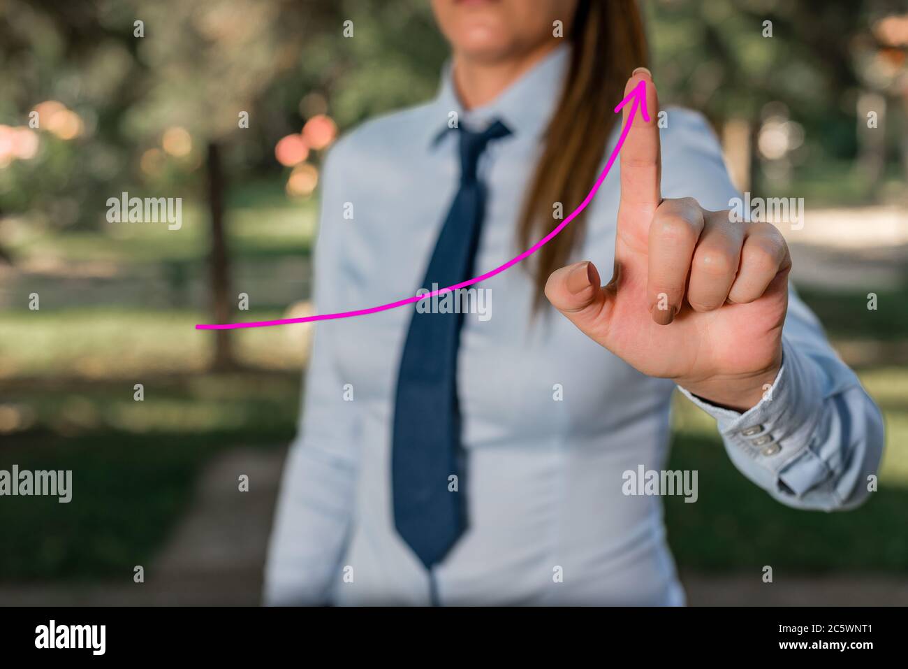 Digital Arrowhead Curve Rising Upward Denoting Growth Development ...