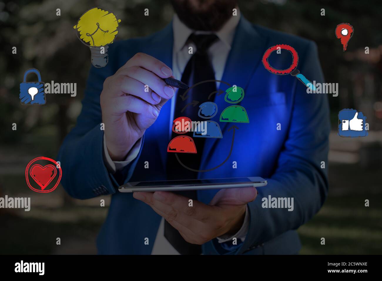 Free Sketch Of Digital Technology Information With Infographic Element ...