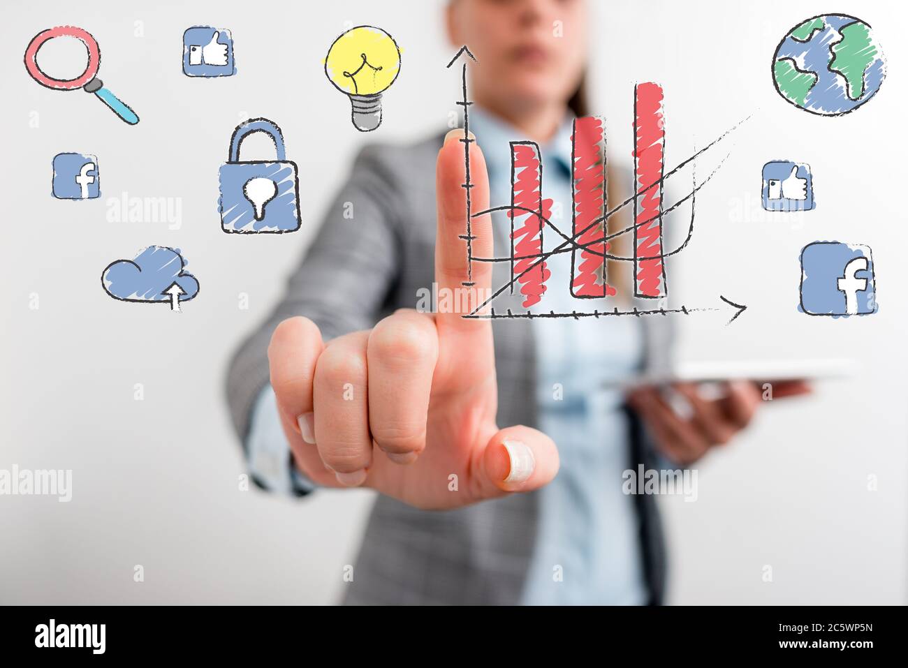 Free Sketch Of Digital Technology Information With Infographic Element ...