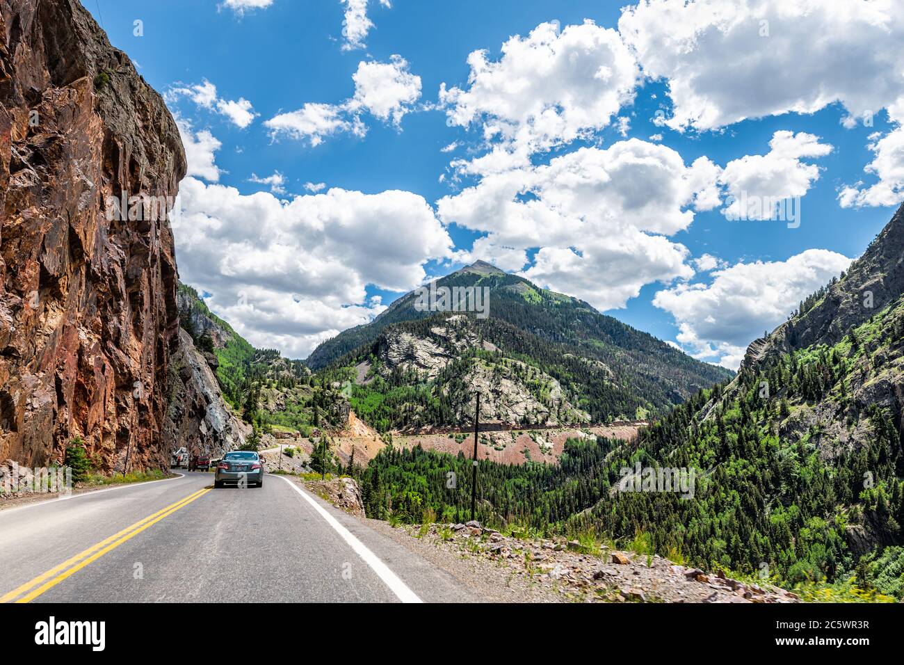 Ouray, USA - August 14, 2019: Cars on scenic summer Million Dollar ...