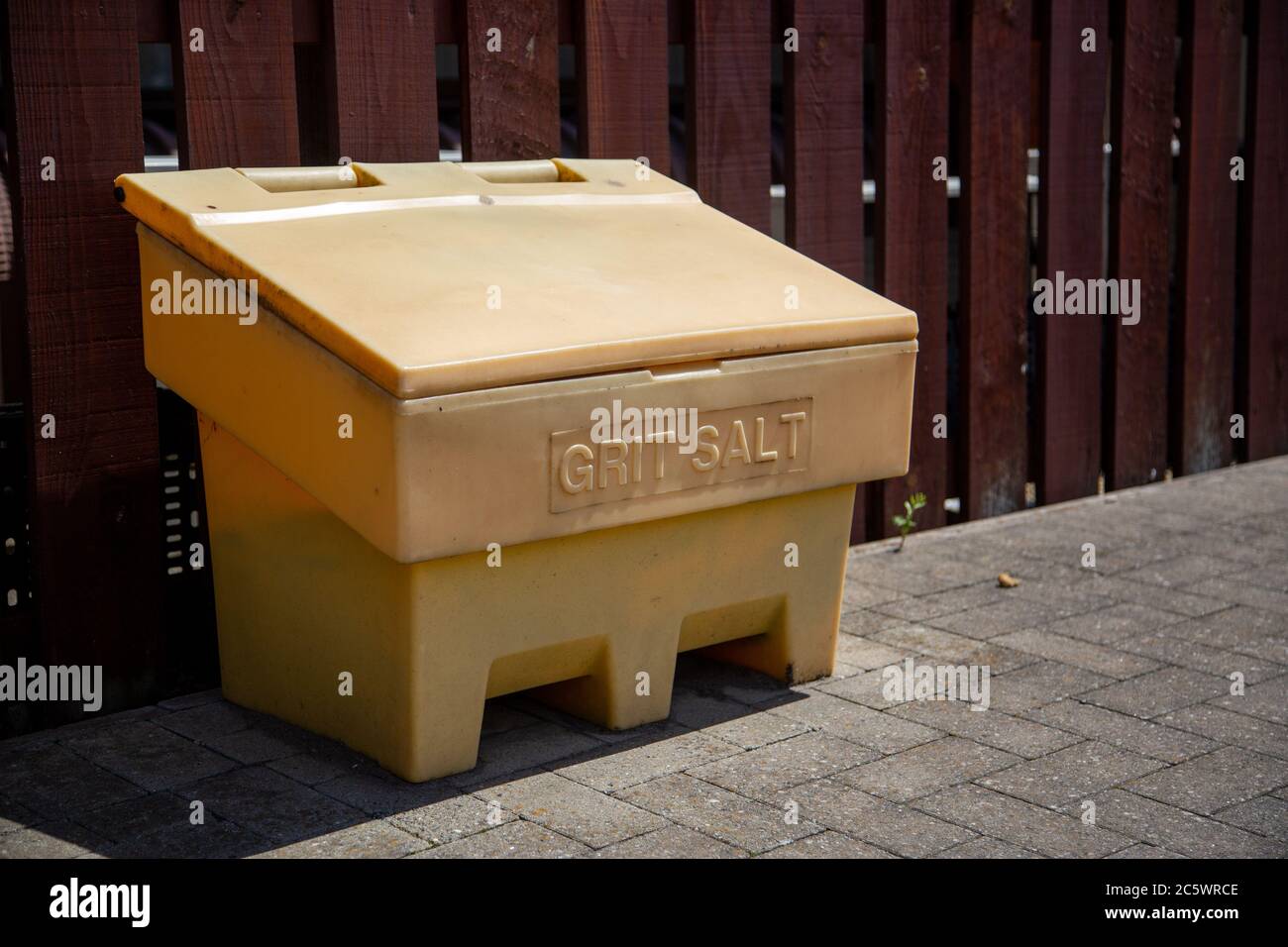 A Grit and Salt bin on the road ready for use during snow or ice on the ...