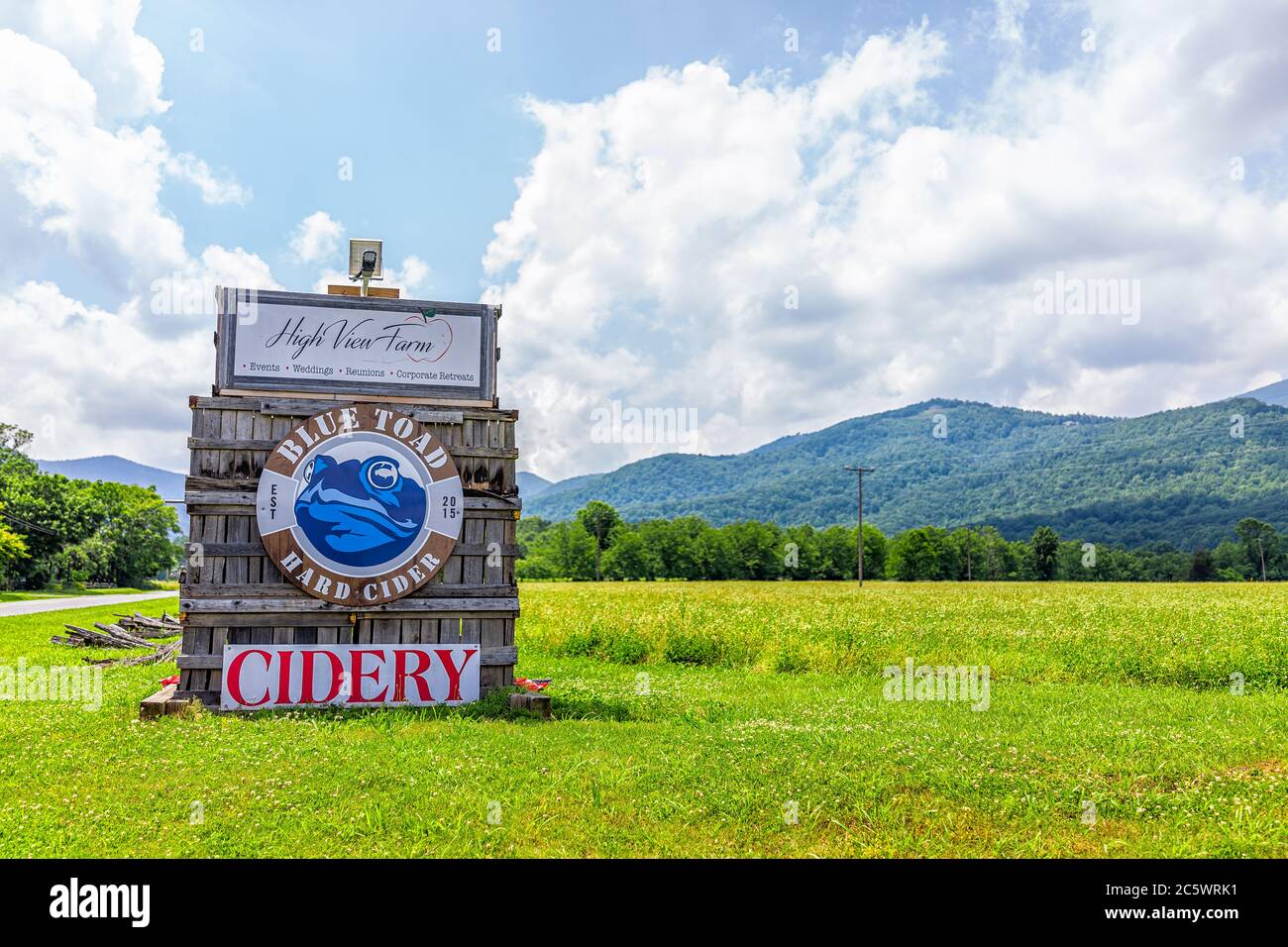 Roseland, USA - June 9, 2020: Nelson County, Virginia near Blue Ridge ...