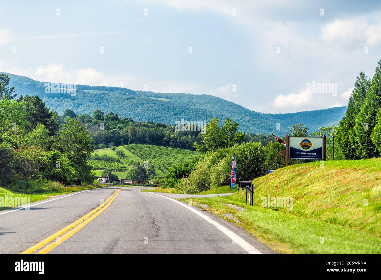 Afton, USA - June 9, 2020: Nelson County, Virginia countryside rural ...