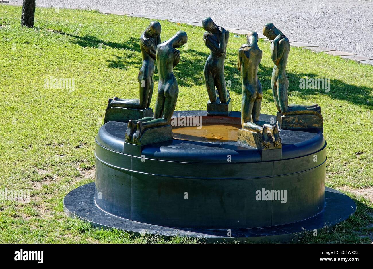 Fountain with Kneeling Youths; 1899; bronze; circular, five young men ...