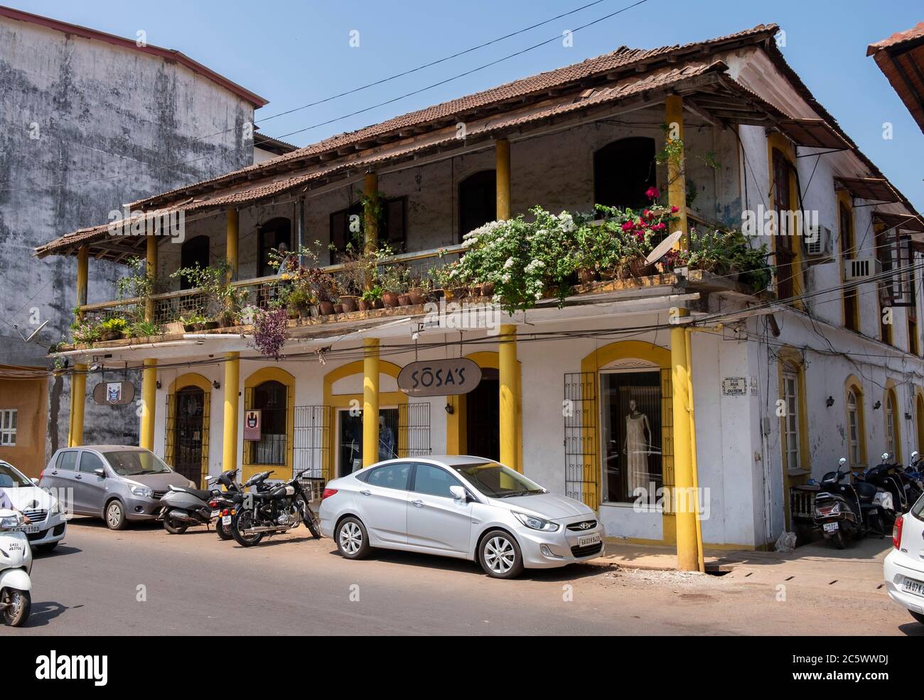 Colonial style double storey building in Panaji, Goa, India Stock Photo ...