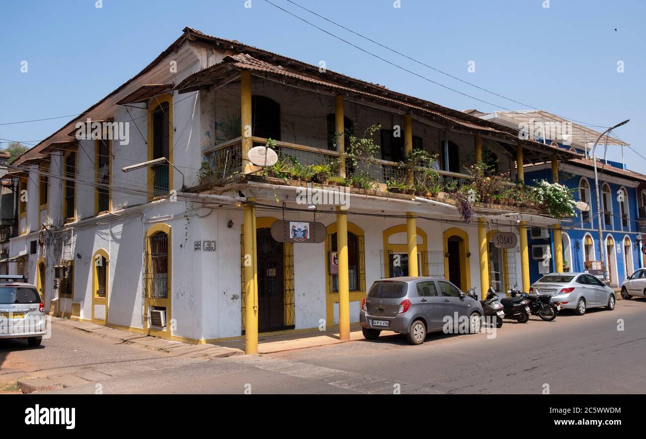 Colonial style double storey building in Panaji, Goa, India Stock Photo ...