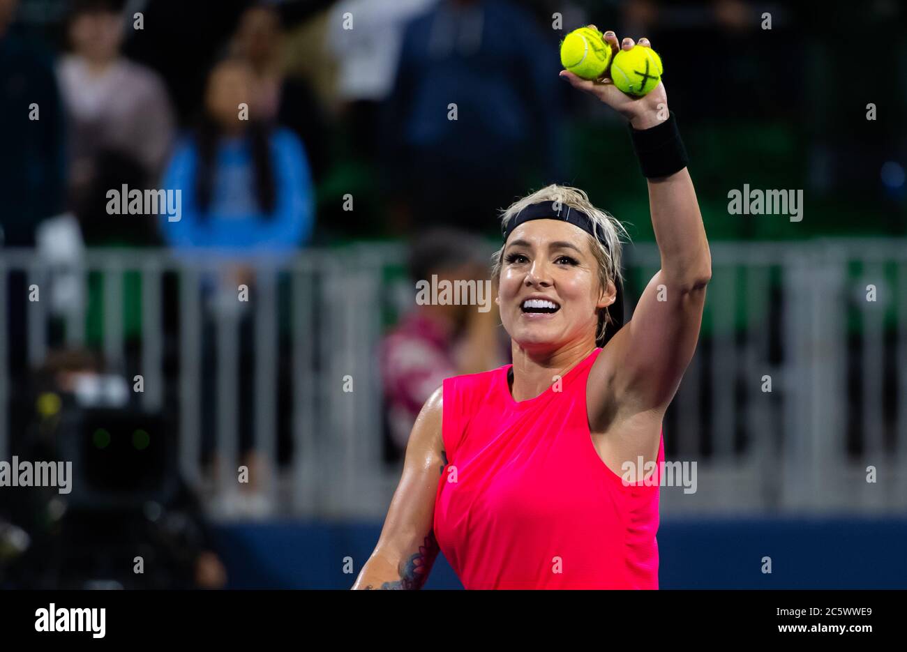 Bethanie Mattek-Sands of the United States celebrates winning her first ...