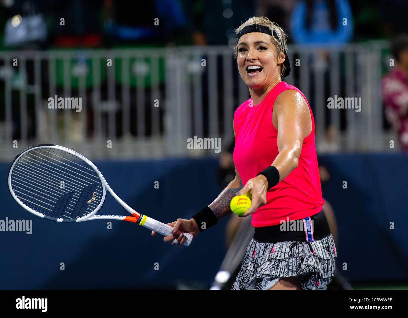 Bethanie Mattek-Sands of the United States celebrates winning her first ...
