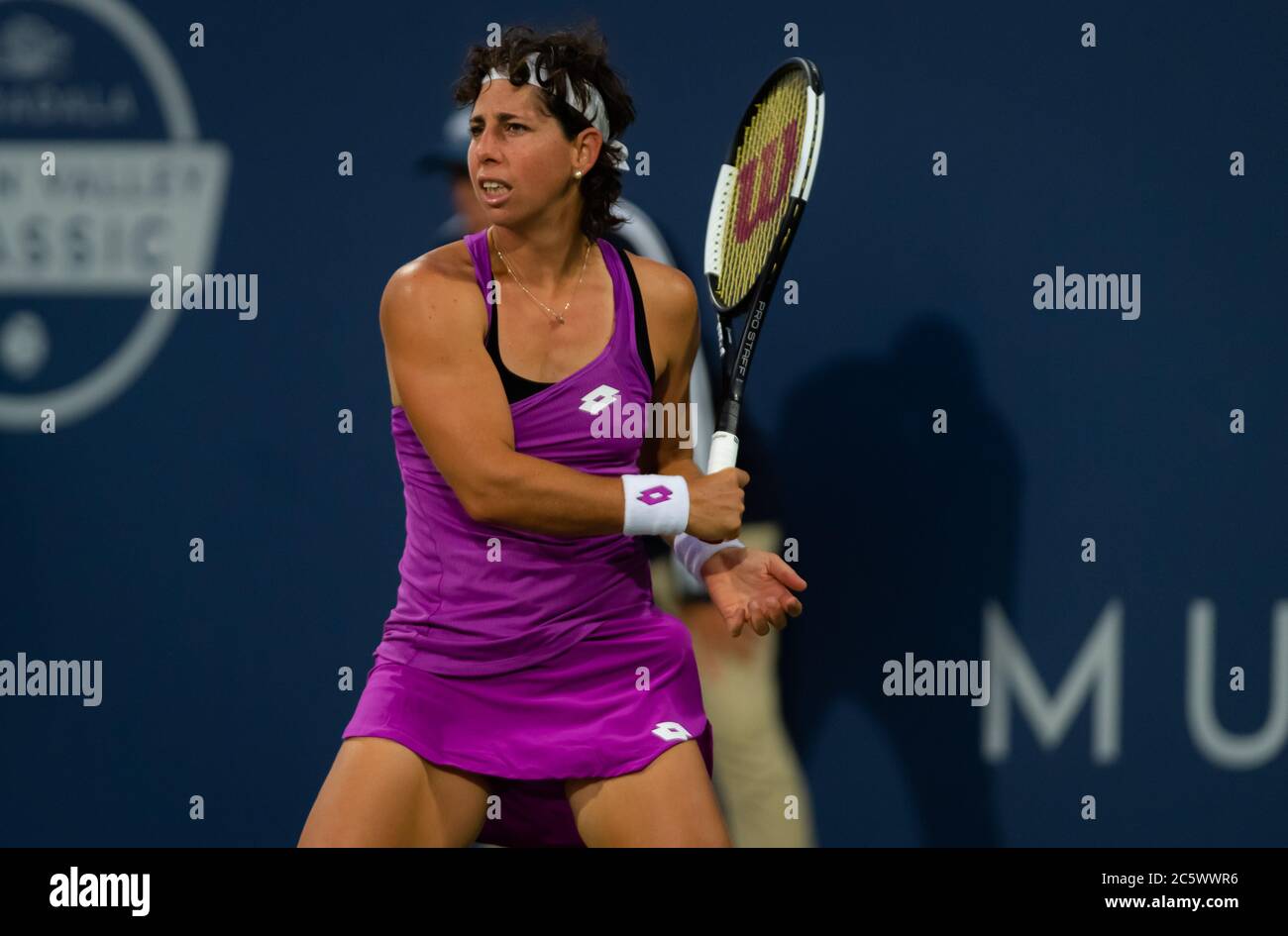 Carla Suarez Navarro of Spain in action during her second-round match ...