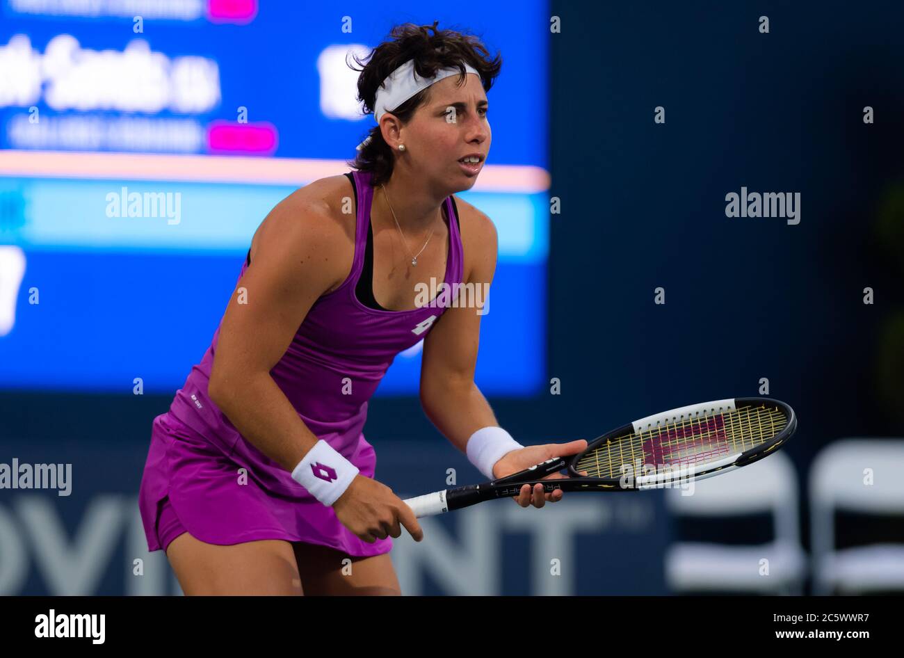 Carla Suarez Navarro of Spain in action during her second-round match ...