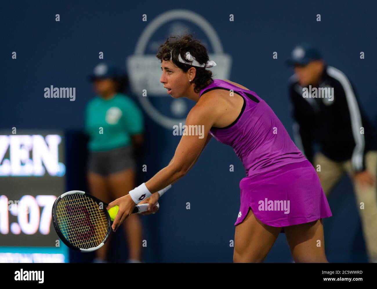 Carla Suarez Navarro of Spain in action during her second-round match ...