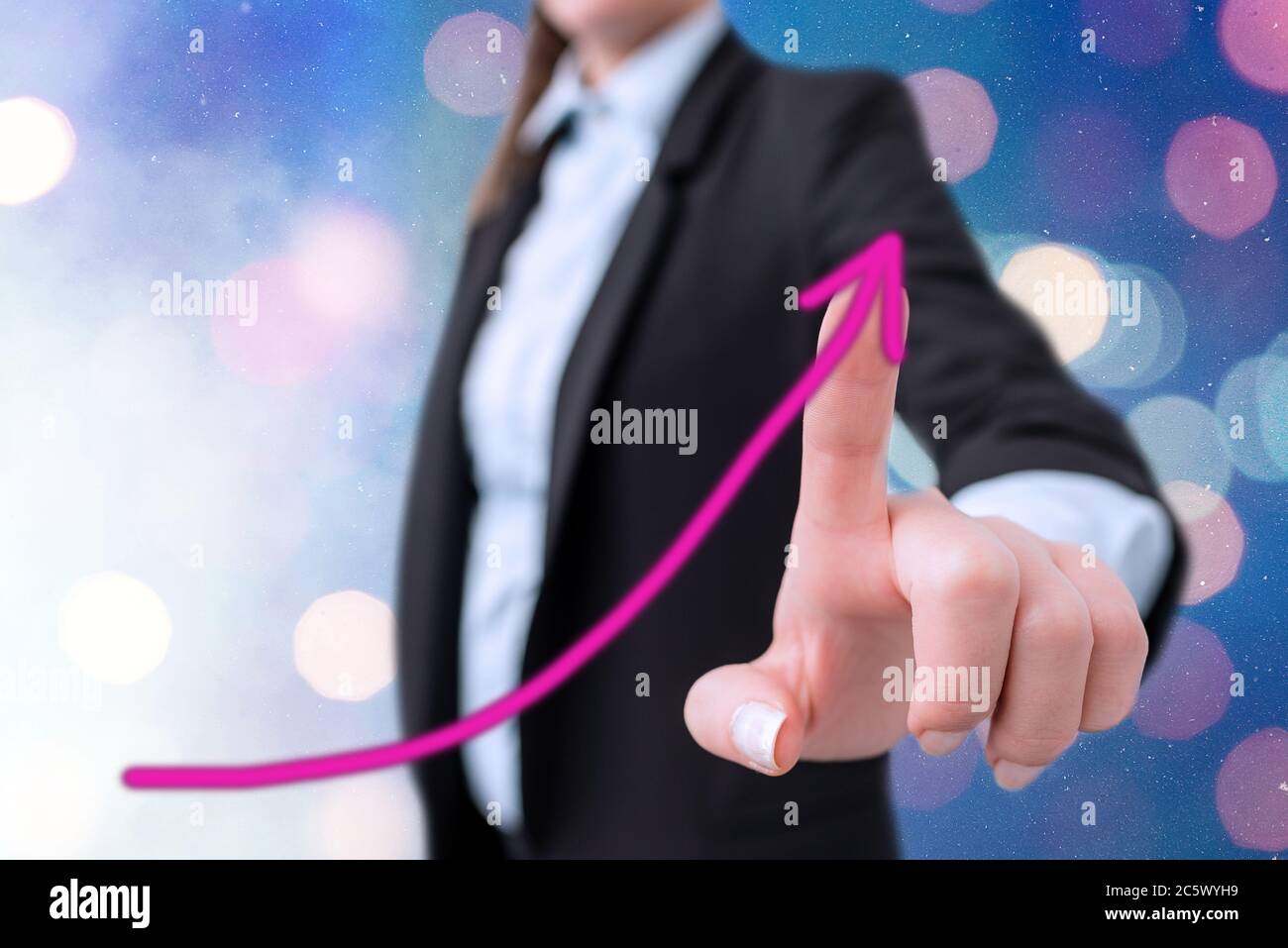 Digital Arrowhead Curve Rising Upward Denoting Growth Development ...