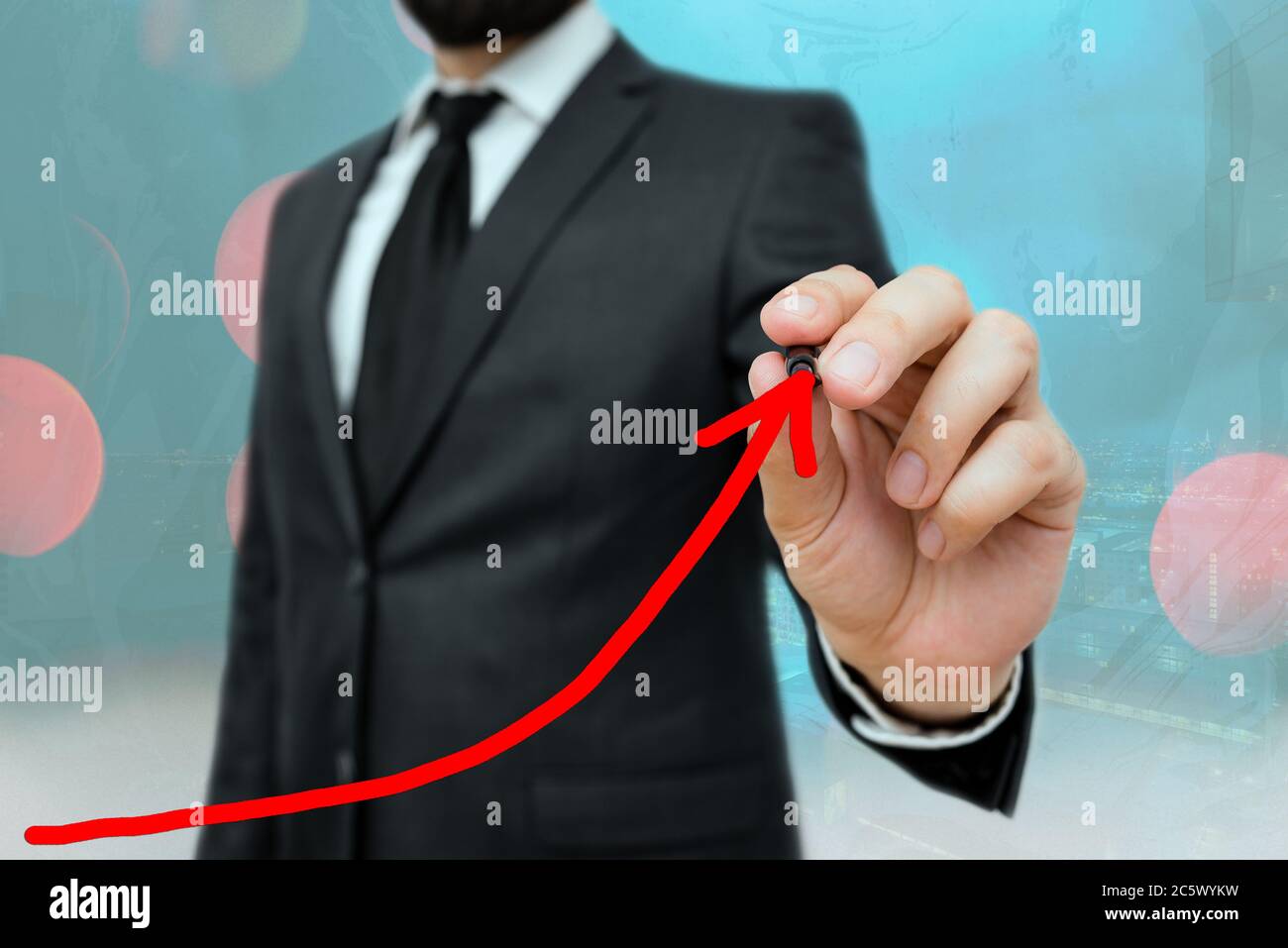 Digital Arrowhead Curve Rising Upward Denoting Growth Development ...