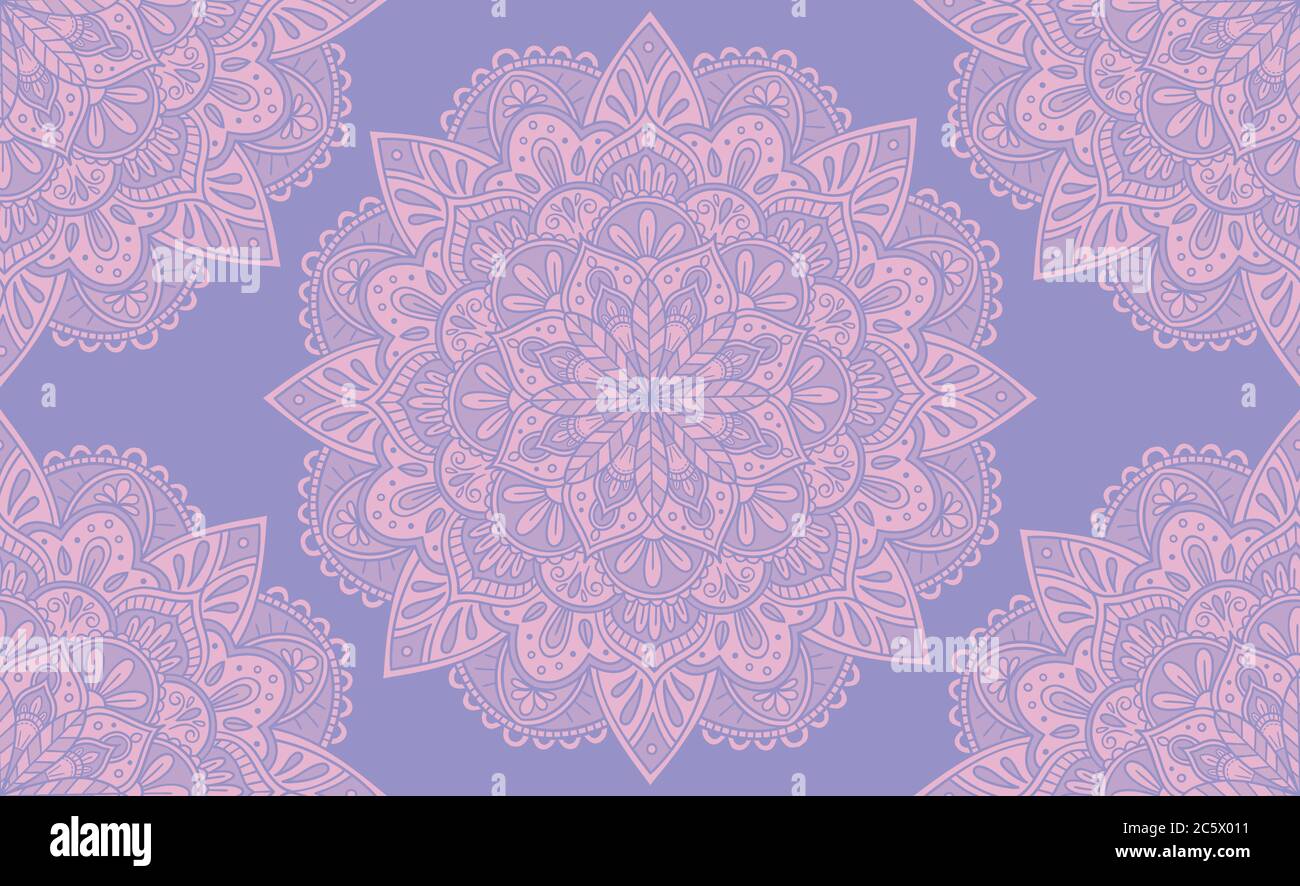 Elegant purple and pink mandala seamless pattern design. Perfect for ...