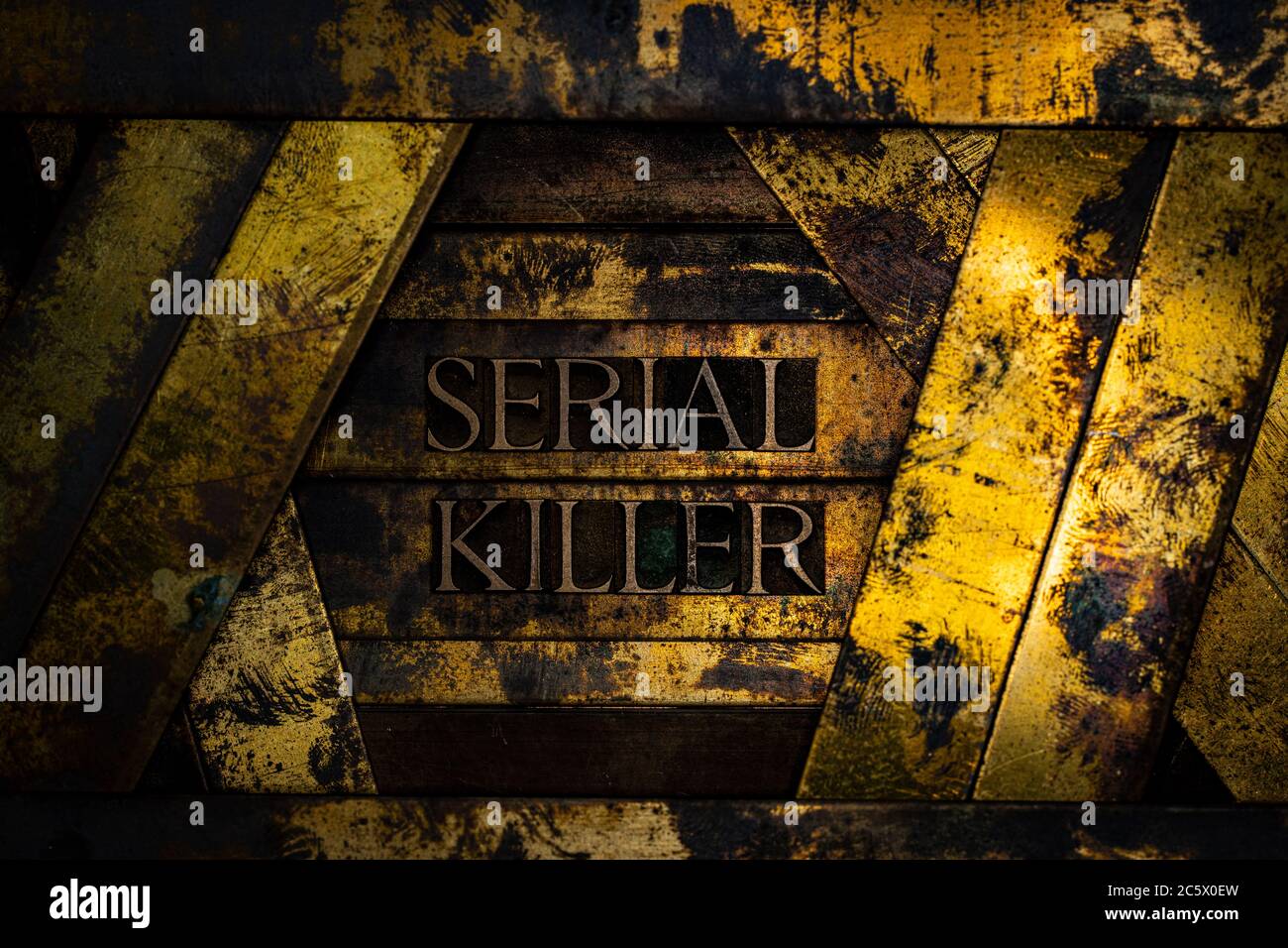 Serial Killer text formed with real authentic typeset letters on ...