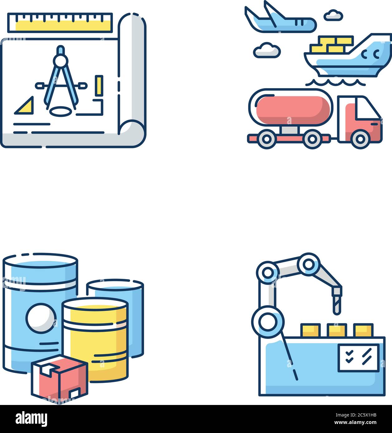 Industrial production RGB color icons set Stock Vector Image & Art - Alamy