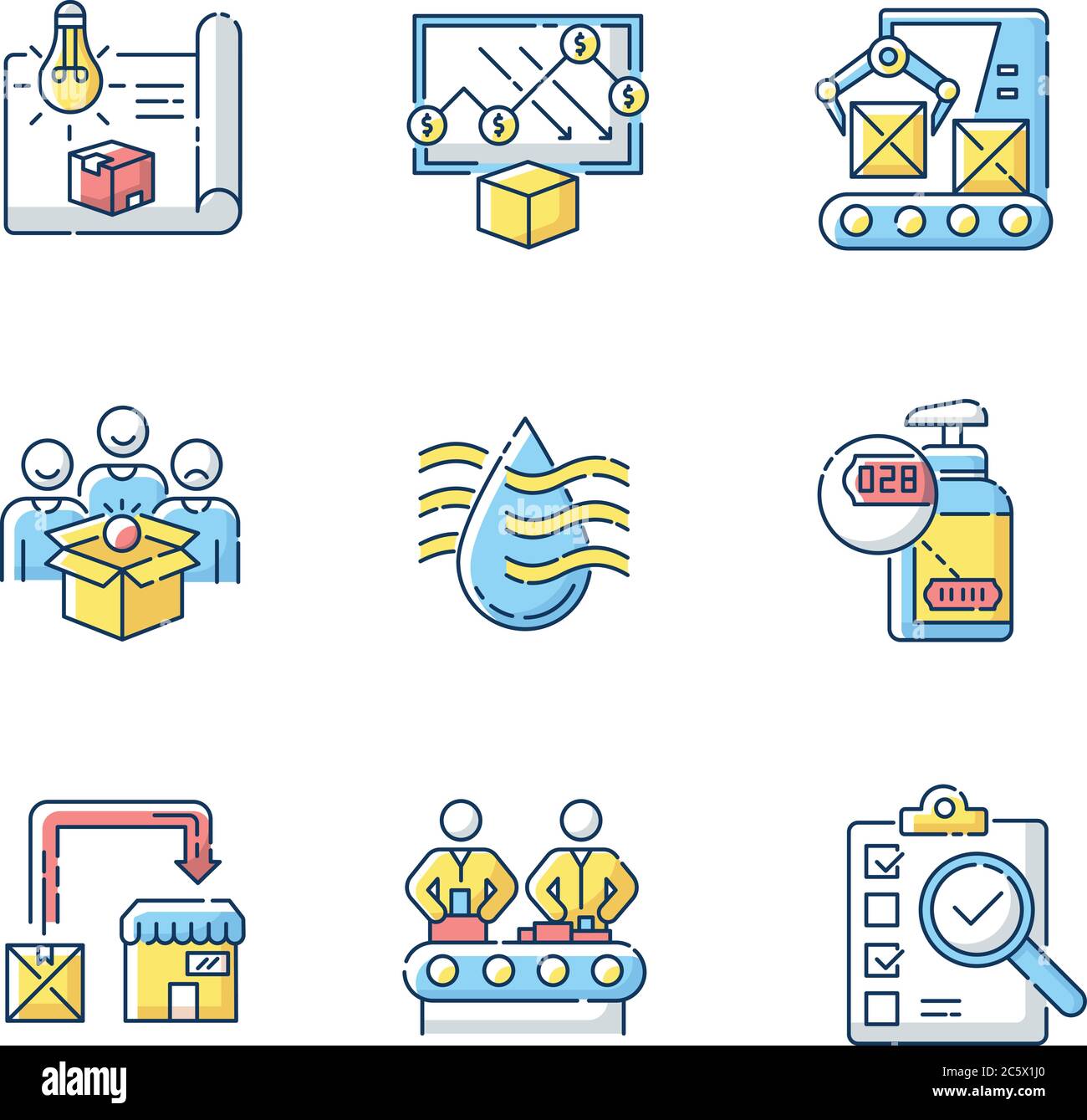 Manufacturing process RGB color icons set Stock Vector Image & Art - Alamy