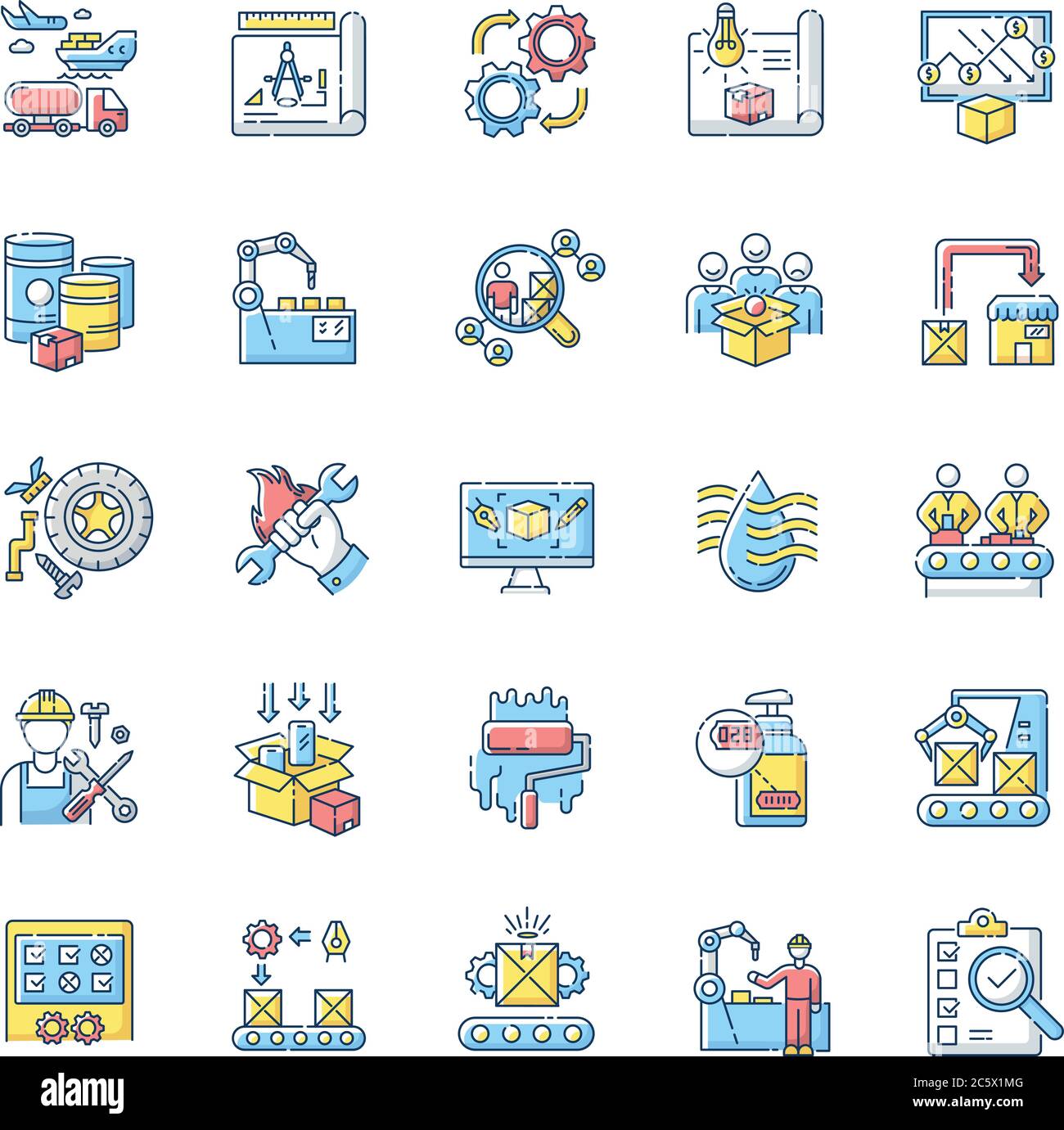 Production plant icons set cartoon Cut Out Stock Images & Pictures - Alamy