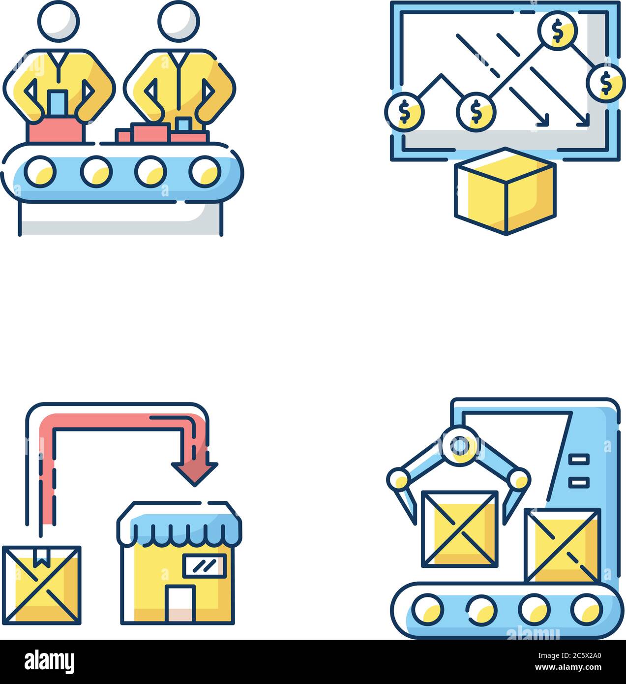 Manufacturing business RGB color icons set Stock Vector Image & Art - Alamy