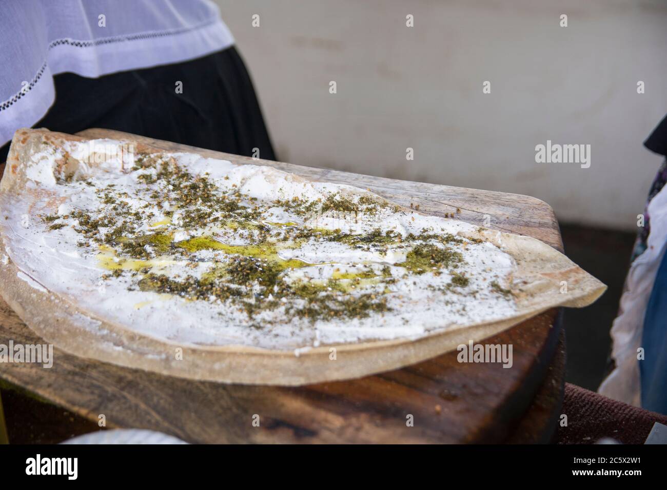 Traditional Druze Pita bread, baked on a metal Saj or Tava, with ...