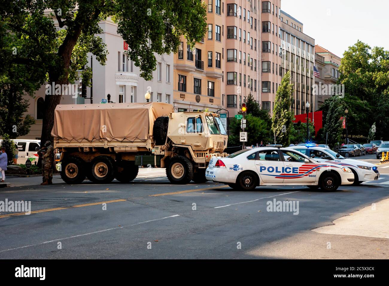 National Guard and DC police vehicles block entrance to Black Lives ...