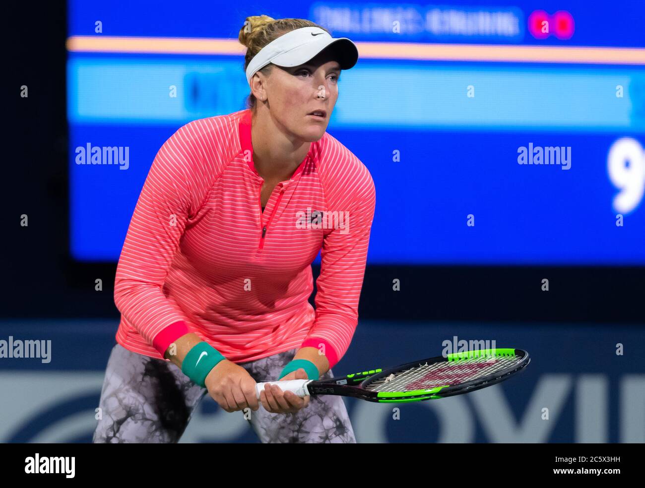 Madison Brengle of the United States in action during her first-round ...