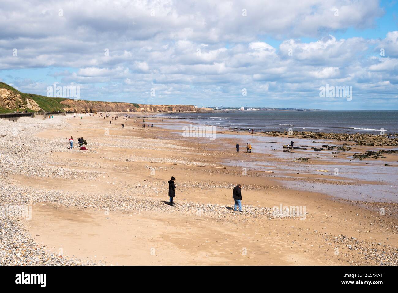 People enjoying July sunshine, despite strong winds, on Seaham beach ...