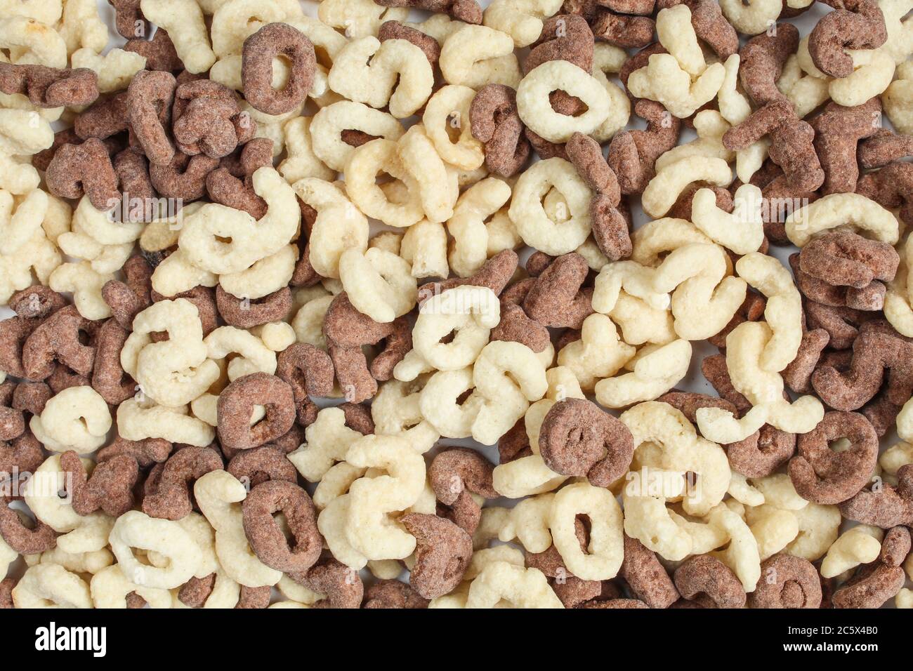 Numbers shaped cornflakes. Black and white chocolate cereals Stock ...