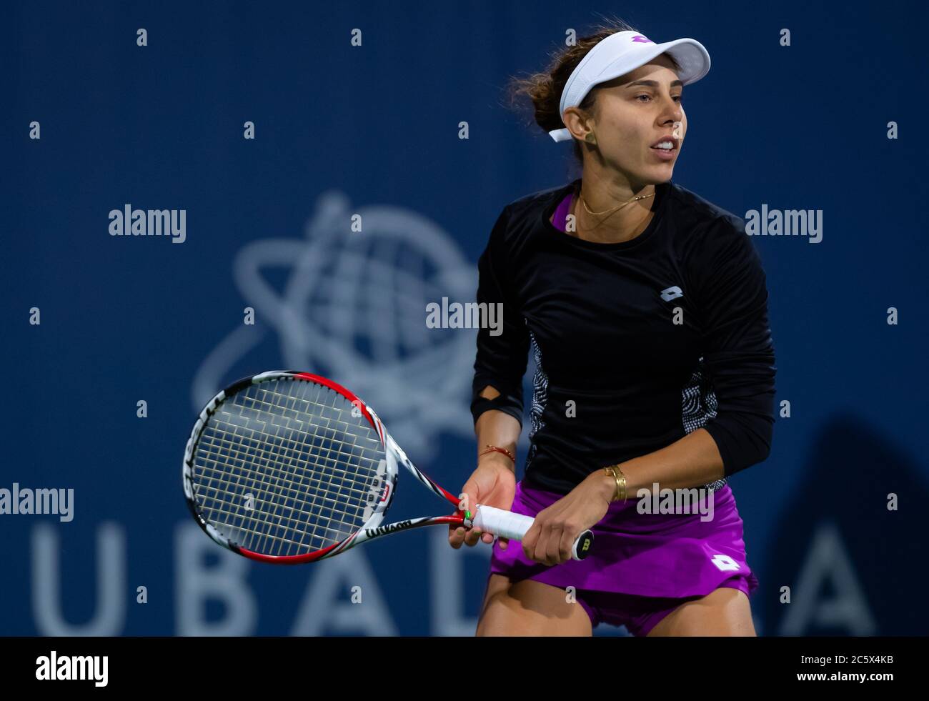 Mihaela Buzarnescu of Romania in action during her first-round match at ...