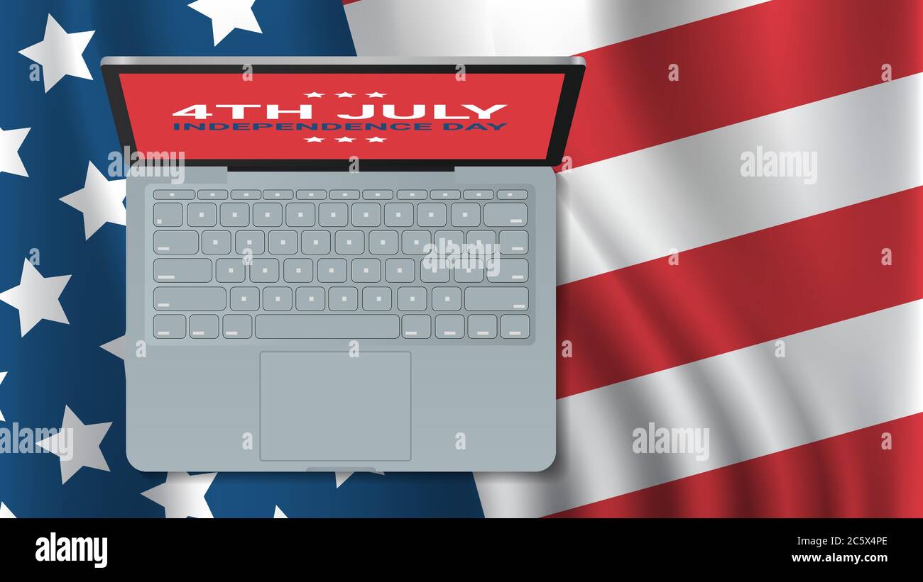 laptop on united states flag american independence day celebration 4th ...