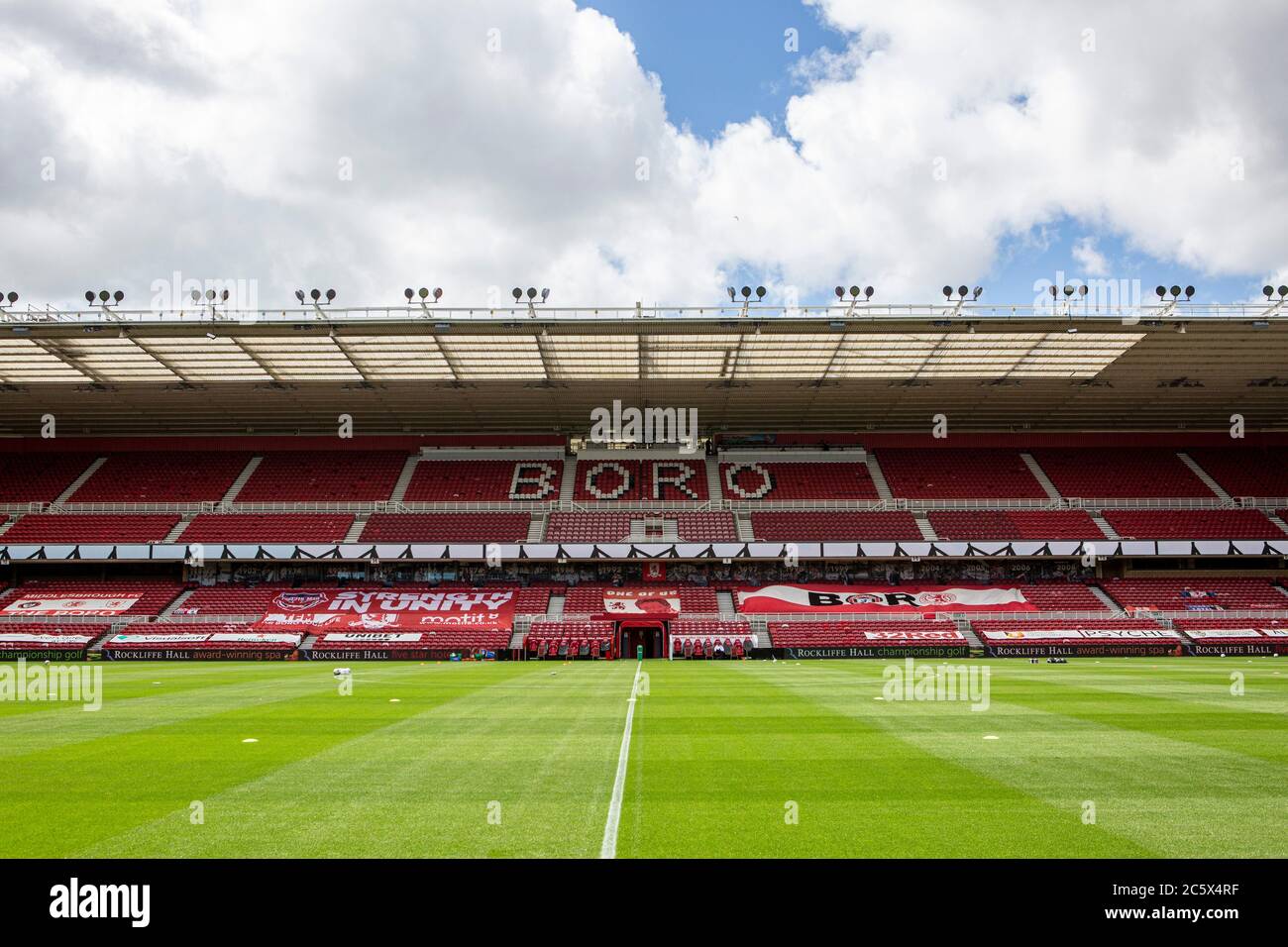 MIDDLESBROUGH, ENGLAND. A general view of the West Stand at the ...