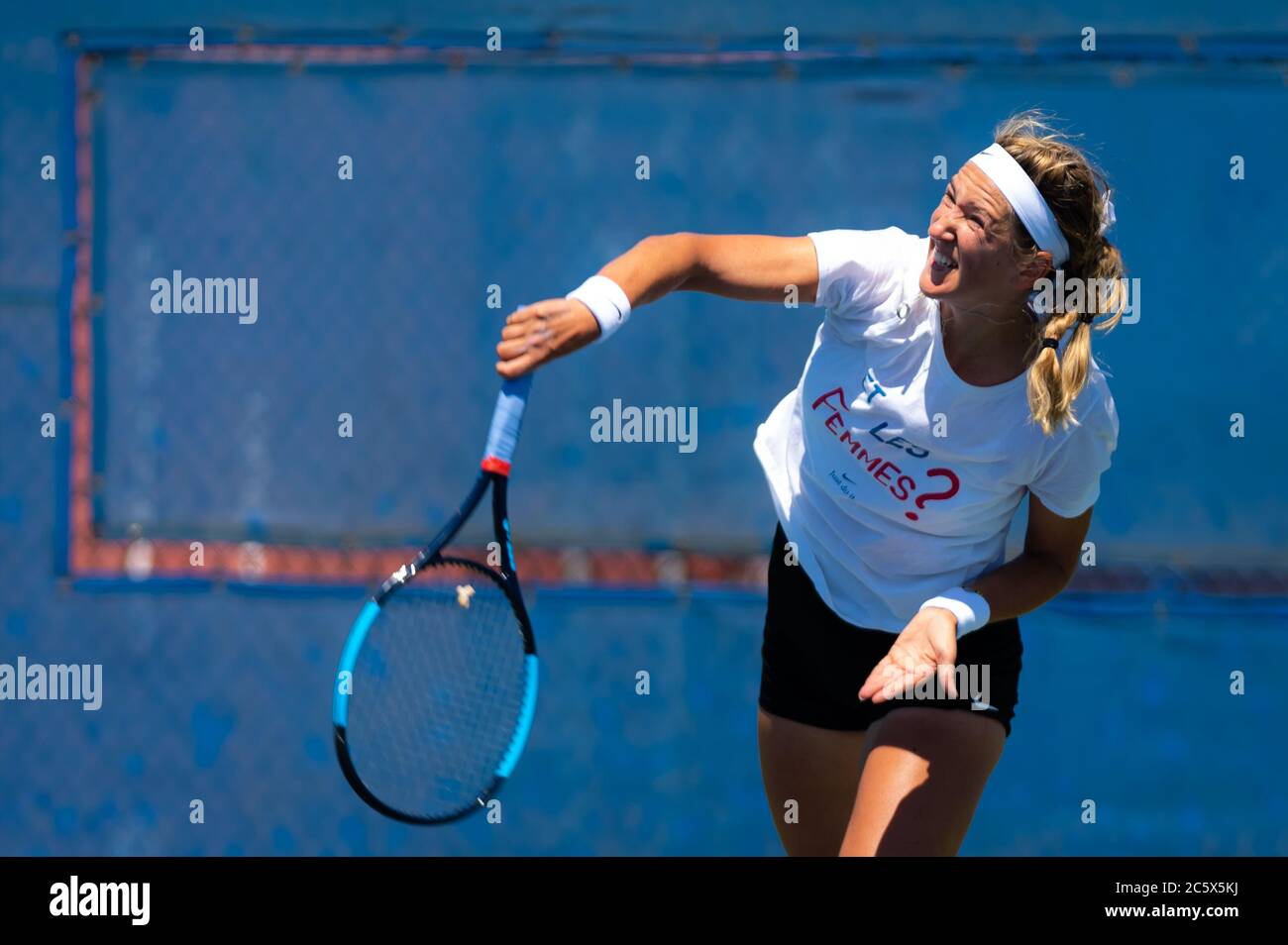 Victoria Azarenka of Belarus during practice at the 2019 Mubadala ...