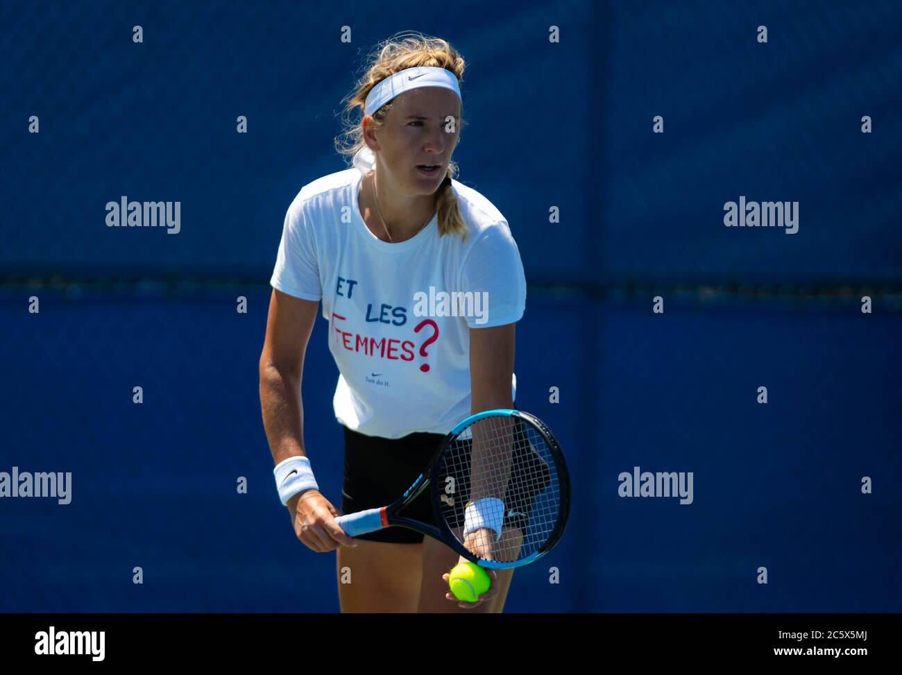 Victoria Azarenka of Belarus during practice at the 2019 Mubadala ...