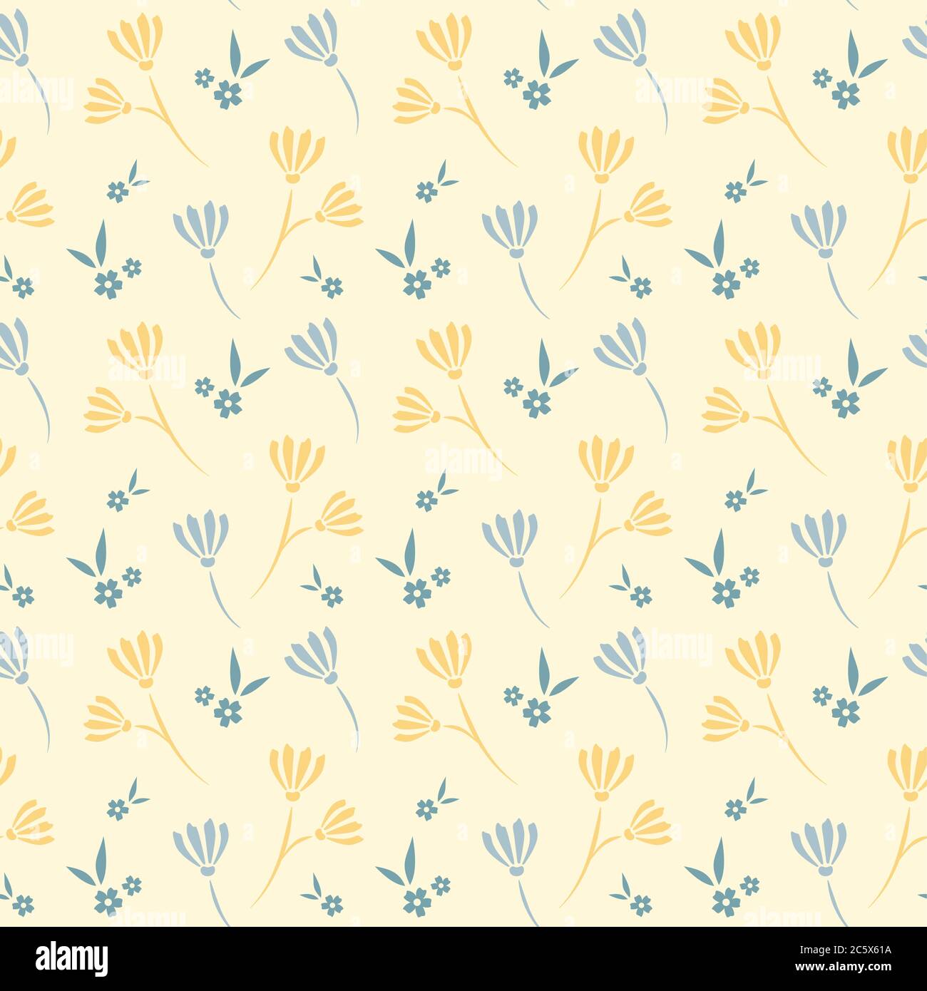 Yellow Vintage Flower Pattern