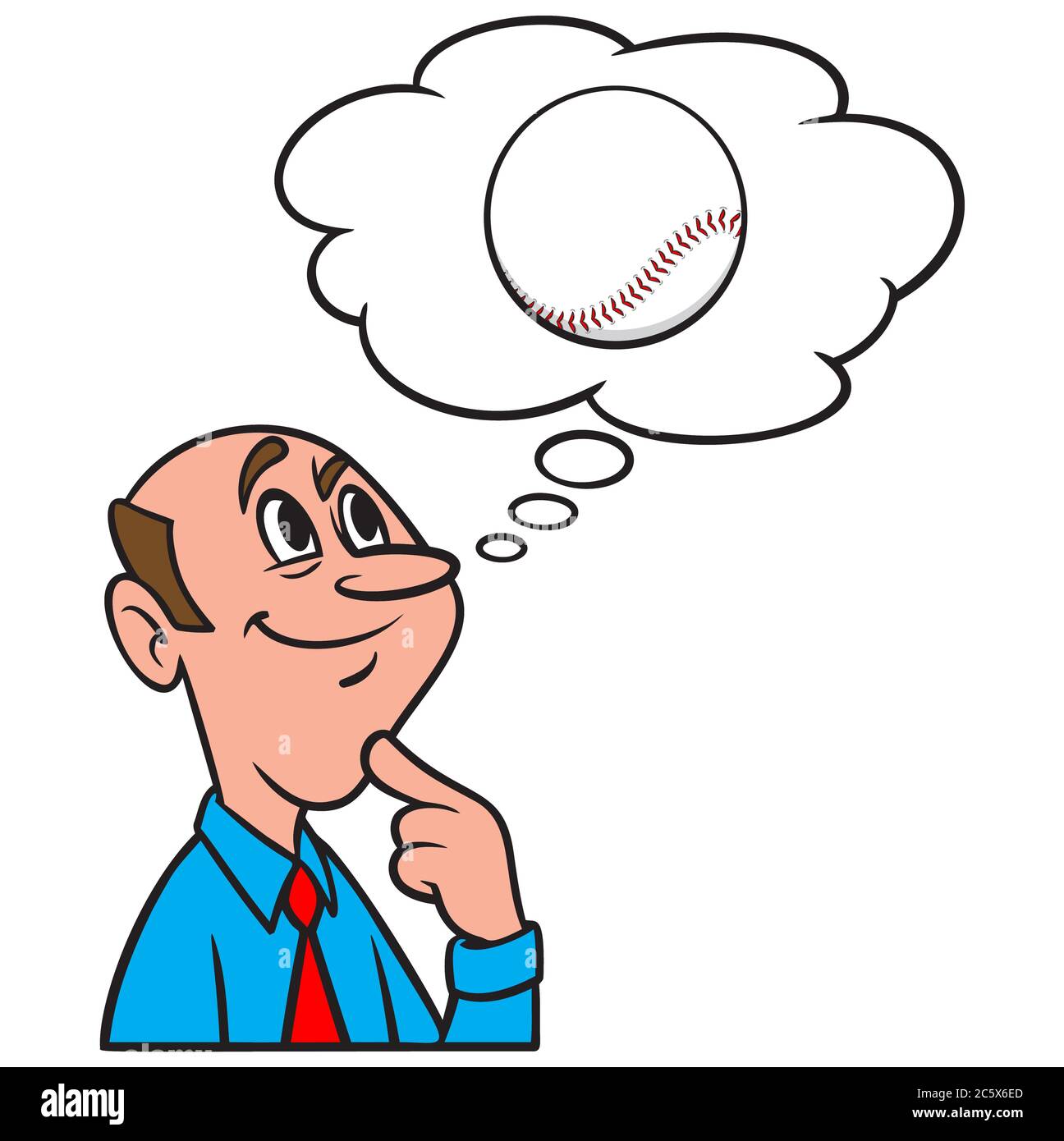 Thinking about Baseball- An Illustration of a person Thinking About ...