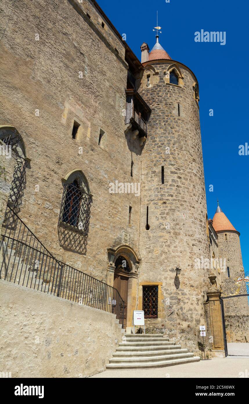 Switzerland, Vaud Canton, Grandson, Castle 13C Stock Photo - Alamy