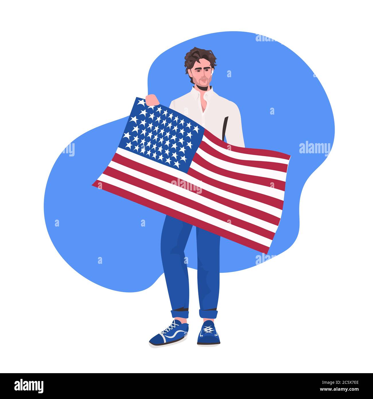 man holding usa flag 4th of july american independence day celebration ...