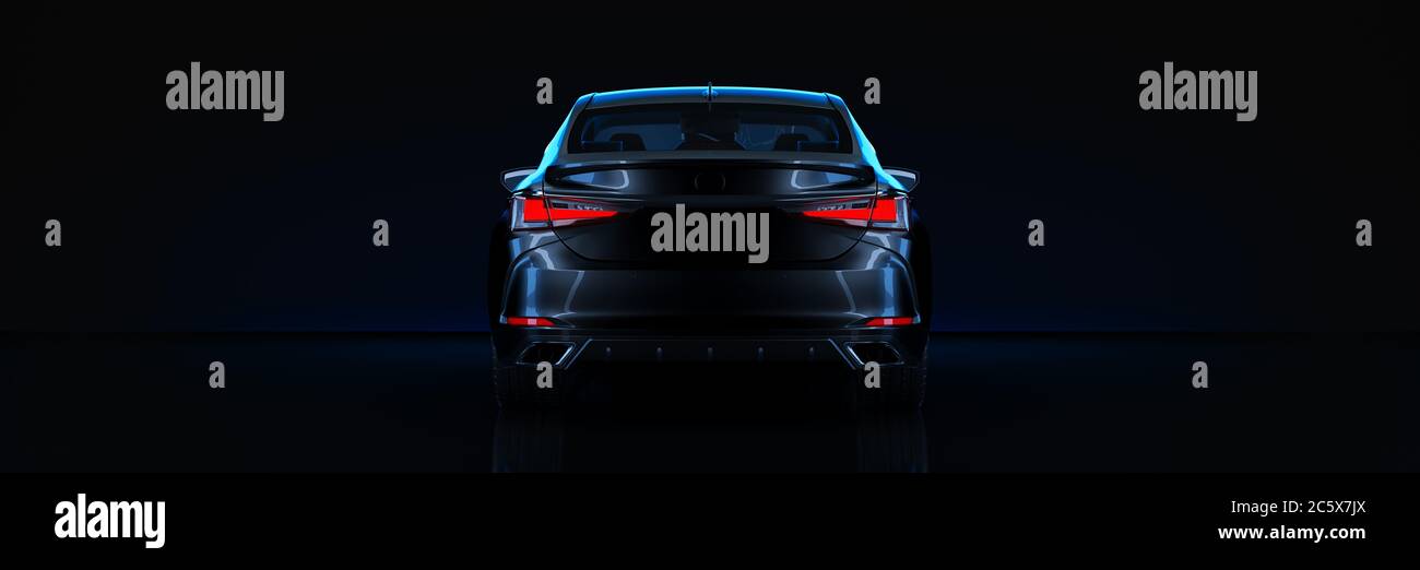 Sports car, studio setup on a dark background. 3d rendering Stock Photo ...