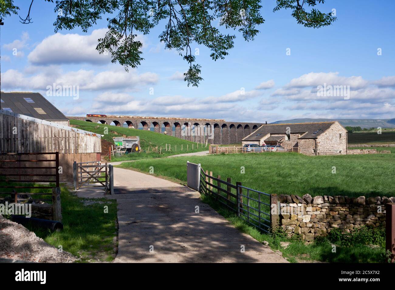 DB Cargo EWS livery class 66 locomotive 66111 crossing Ribblehead ...