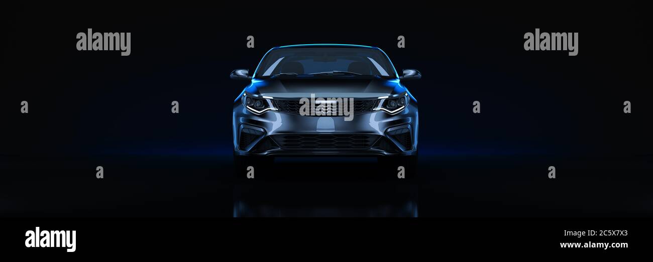 Sports car, studio setup on a dark background. 3d rendering Stock Photo ...