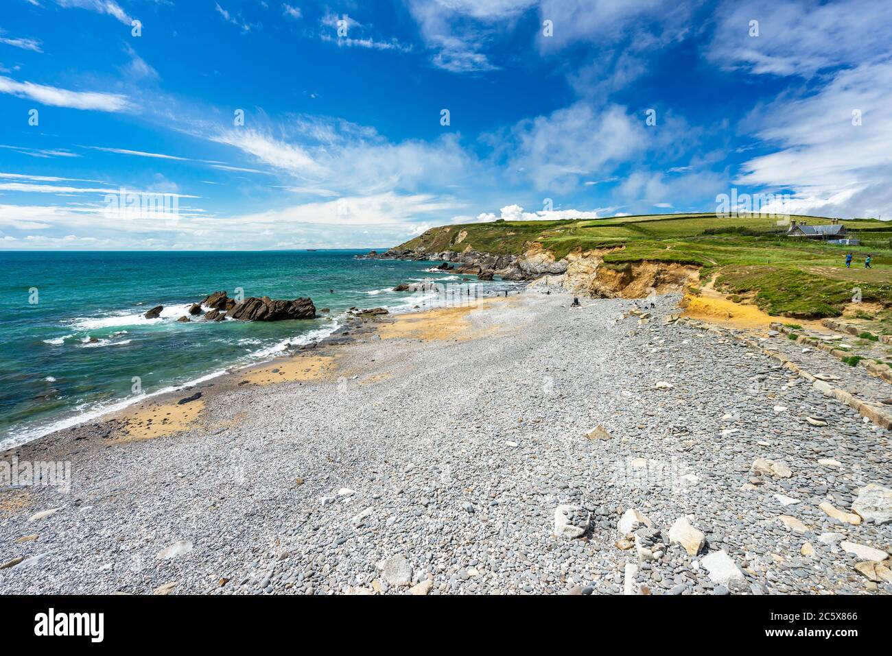 Overlooking the beach at Dollar Cove Gunwalloe Cornwall England UK ...