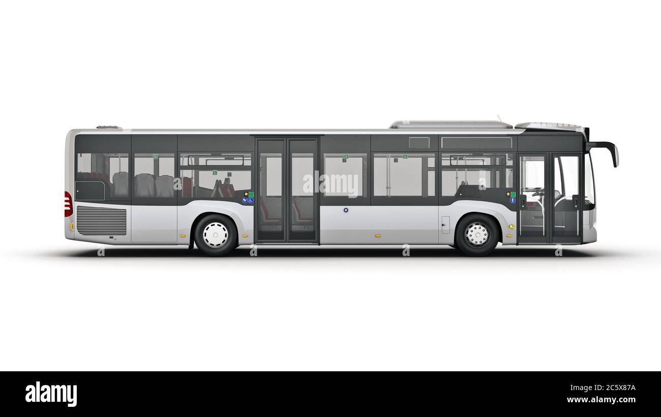 white city bus. 3d rendering Stock Photo - Alamy