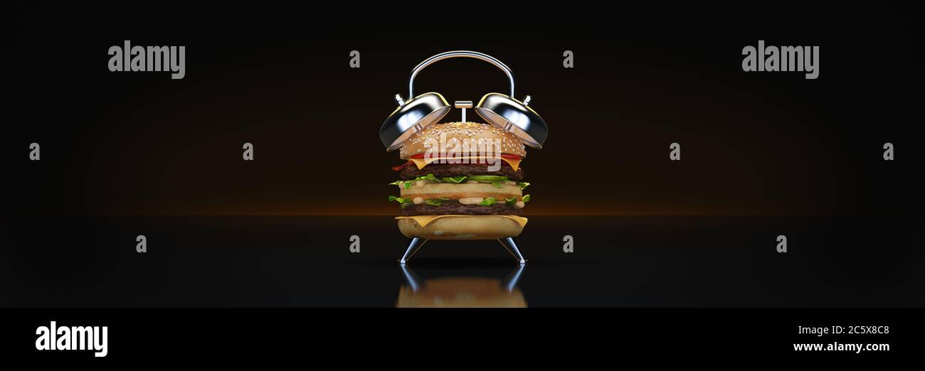 hamburger alarm clock. 3d rendering Stock Photo - Alamy
