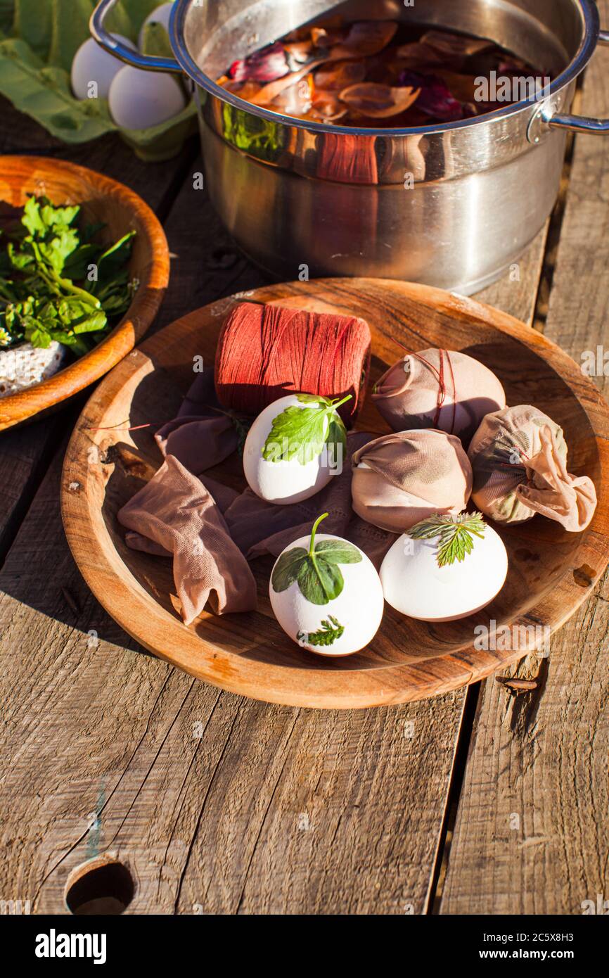 The process of creation traditional Easter eggs at home Stock Photo - Alamy