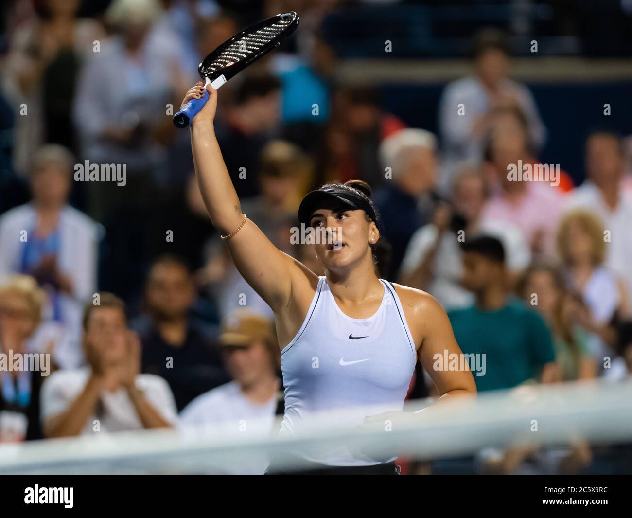 Bianca Andreescu of Canada celebrates winning her second-round match at ...