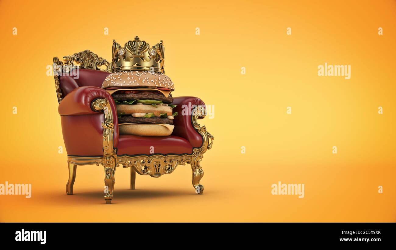 Burger with crown. 3d rendering Stock Photo - Alamy