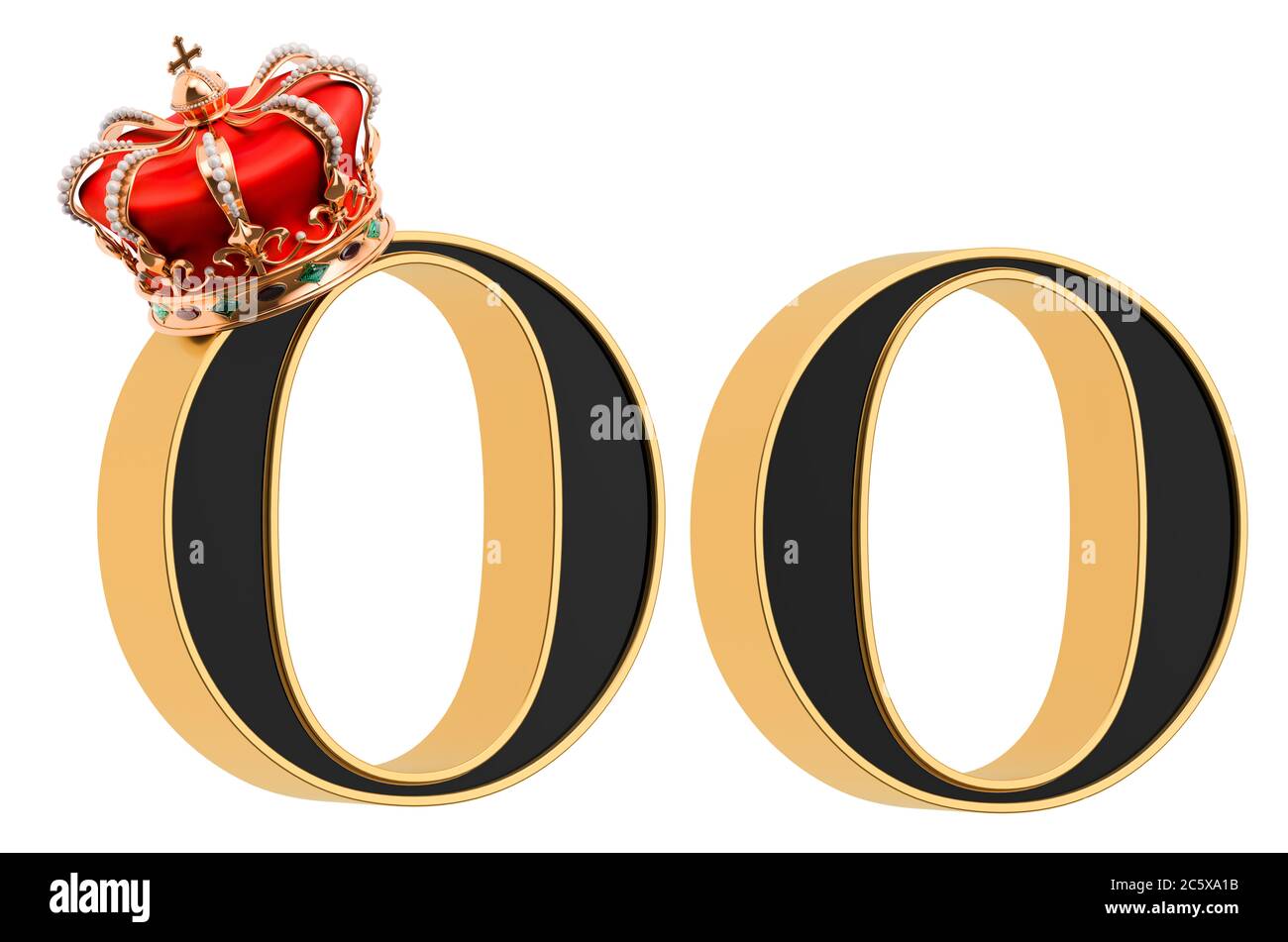 Letters O with gold crown and without, black font with golden border ...